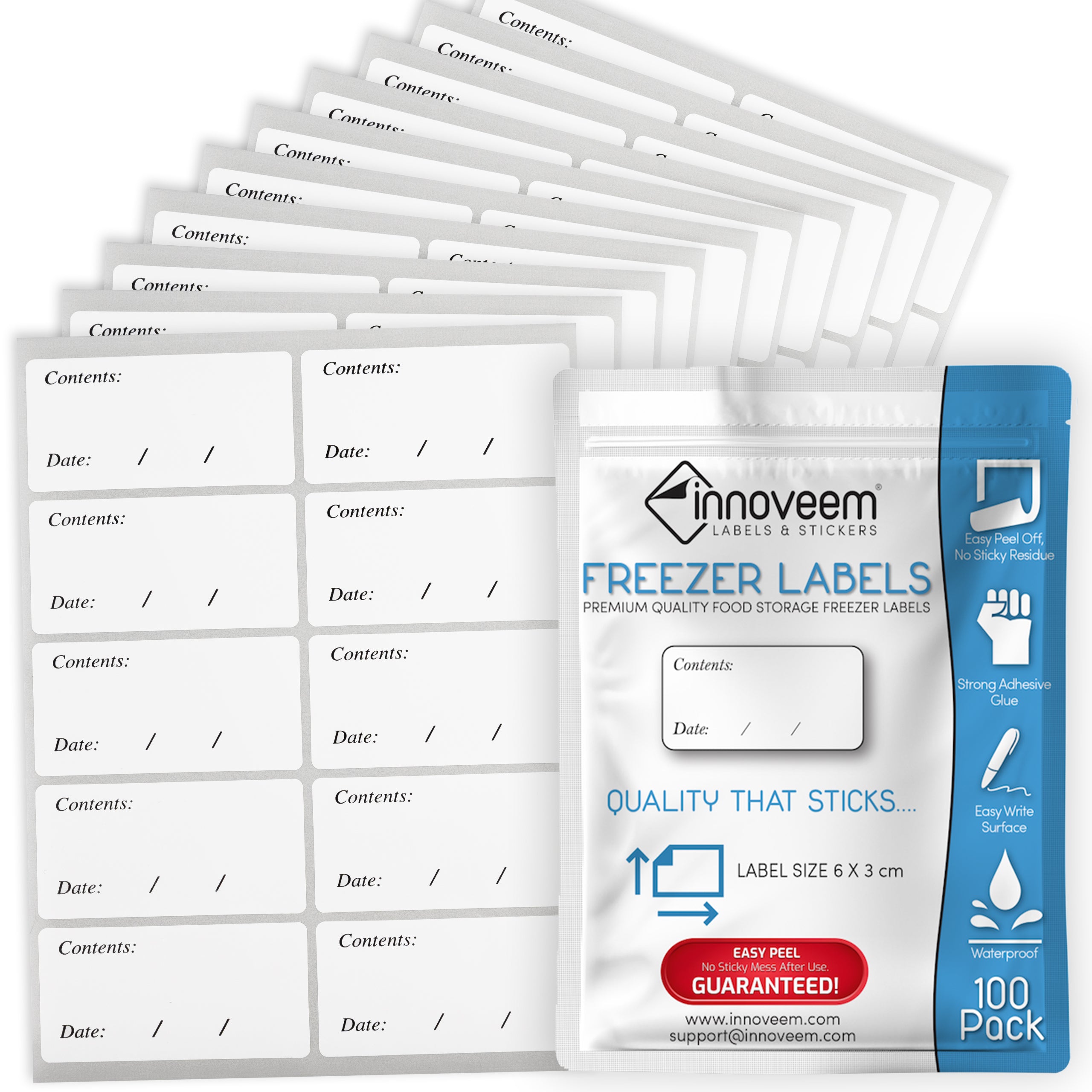 Freezer Labels | Easy Peel Off | Leaves No Sticky Messy Residue – Innoveem
