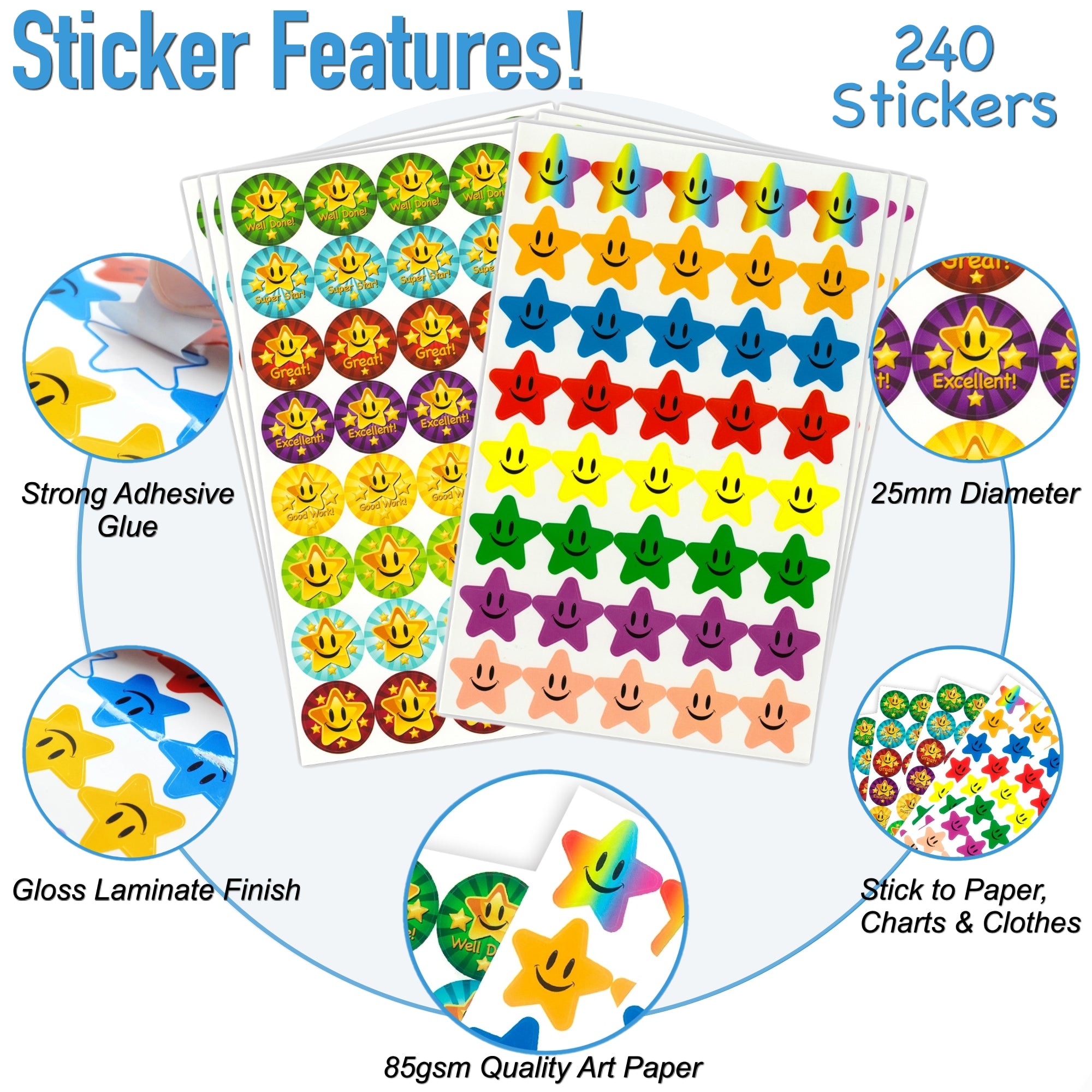 Star Stickers For Children | Fun Colourful Designs To Praise Good Work ...